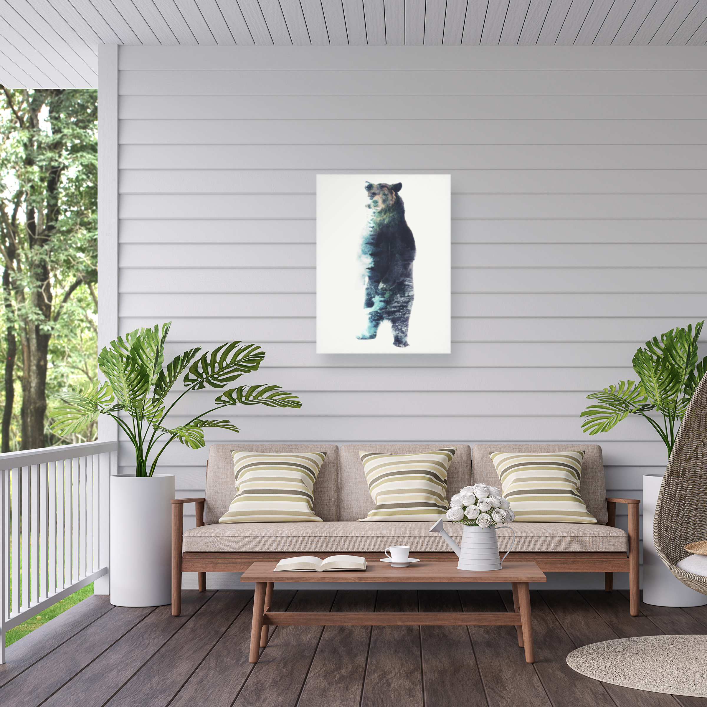Ebern Designs Barrett Biggers Misty Bear Outdoor Canvas - Wayfair Canada