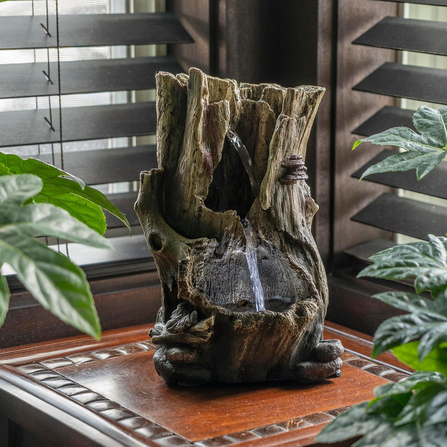 Ebern Designs Indoor Tabletop Light-Up Tiered Rainforest Tree Trunk ...
