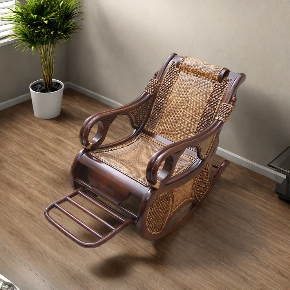 Canora Grey Hand-woven rocking chair made of coarse rattan | Wayfair