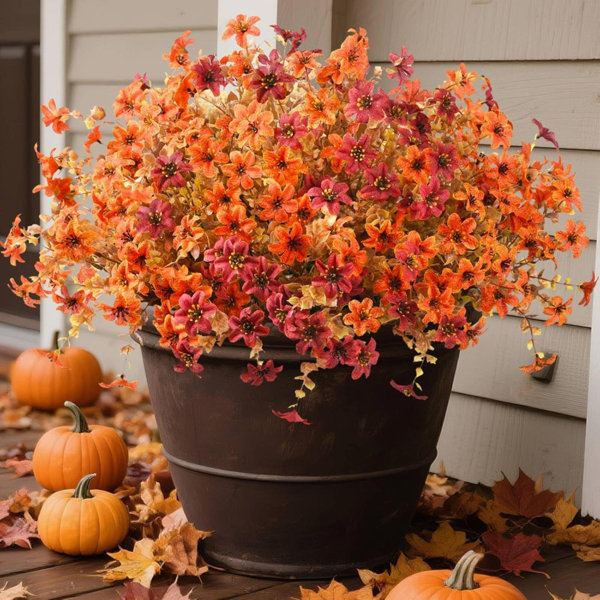 Primrue Artificial Mums Fake Fall Flowers For Outdoors Decoration 12 ...