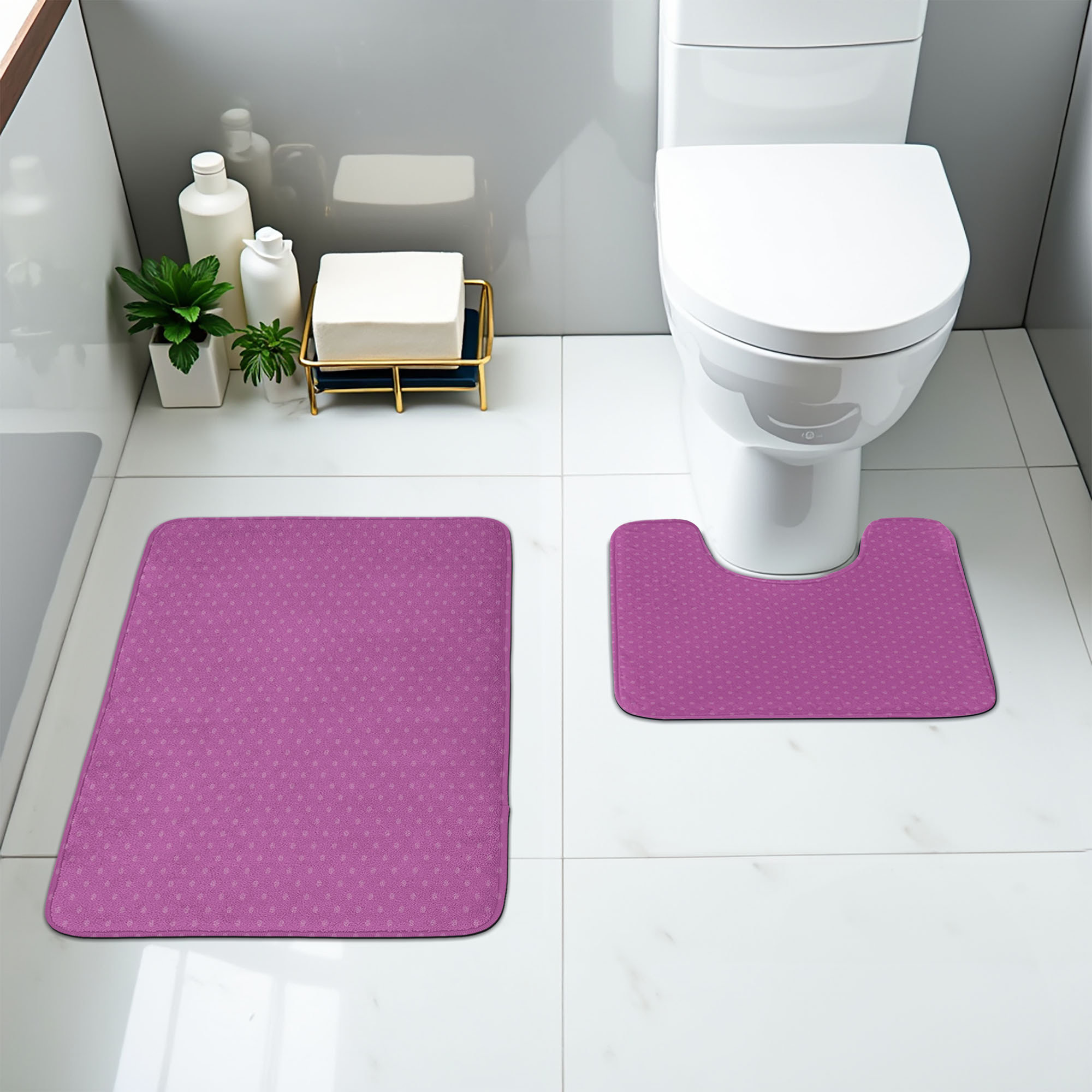 East Urban Home Retro Bathroom Rug Set 2 Pieces Rectangle & Contour ...