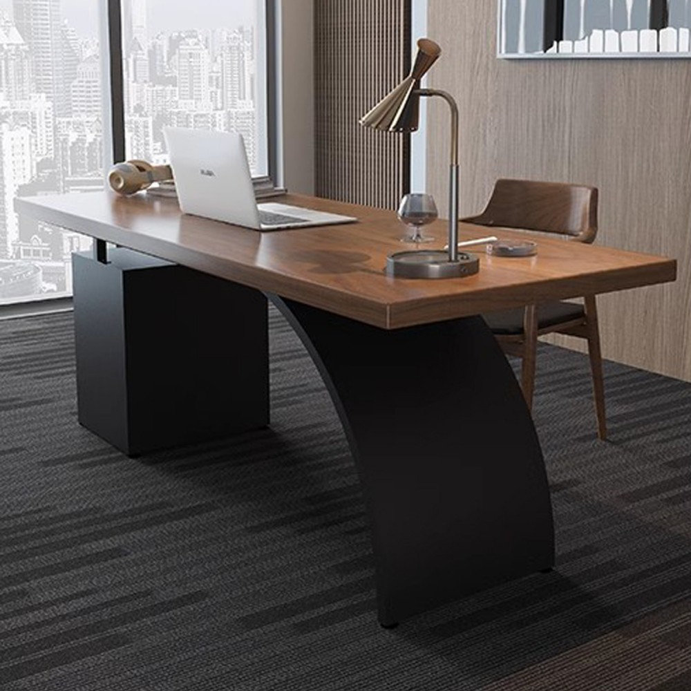 Cozynest Brown+Black Rectangular Solid Wood+Iron desks | Wayfair