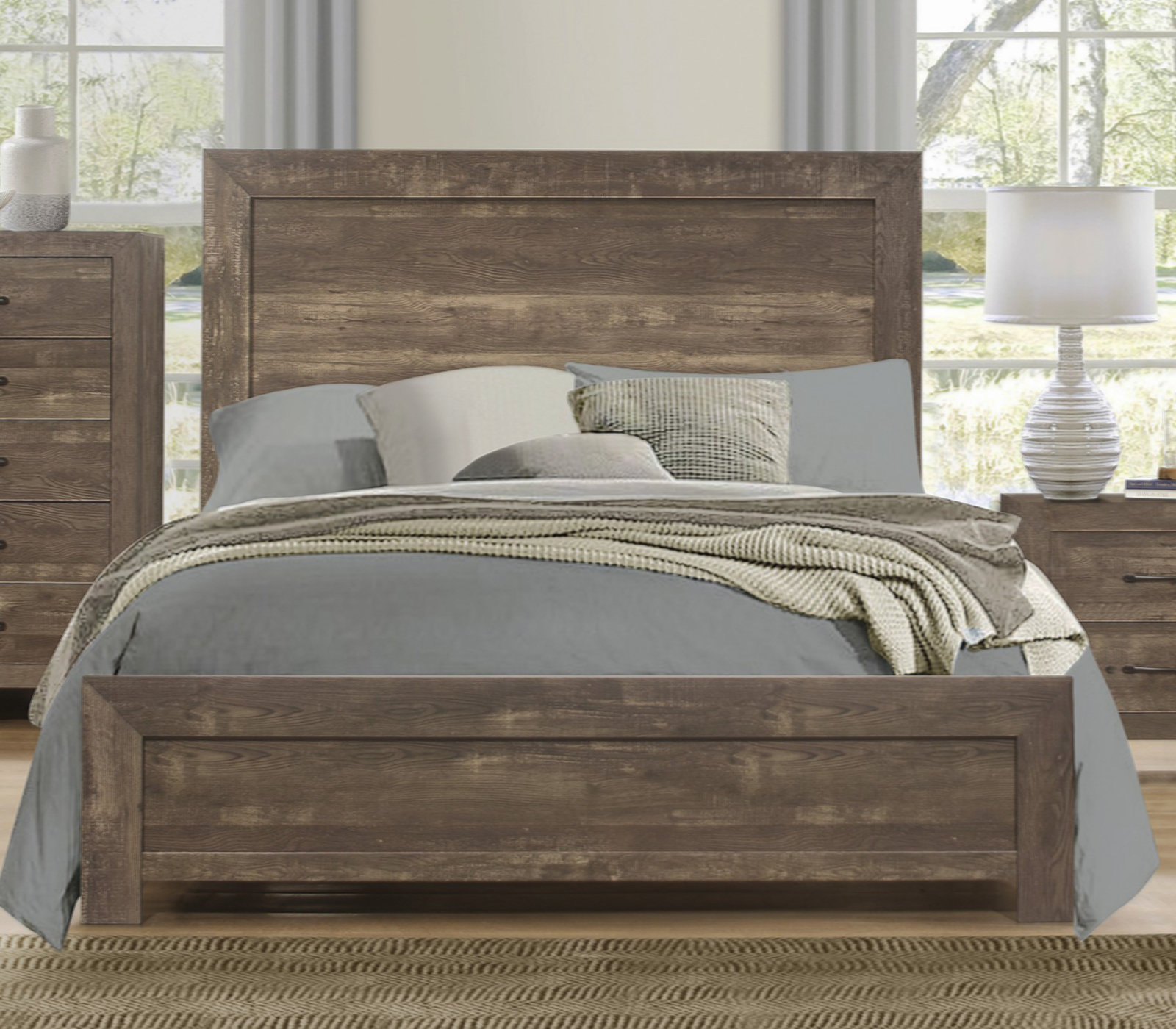 Builddecor Rustic Finish Panel Bed Wooden Furniture | Wayfair