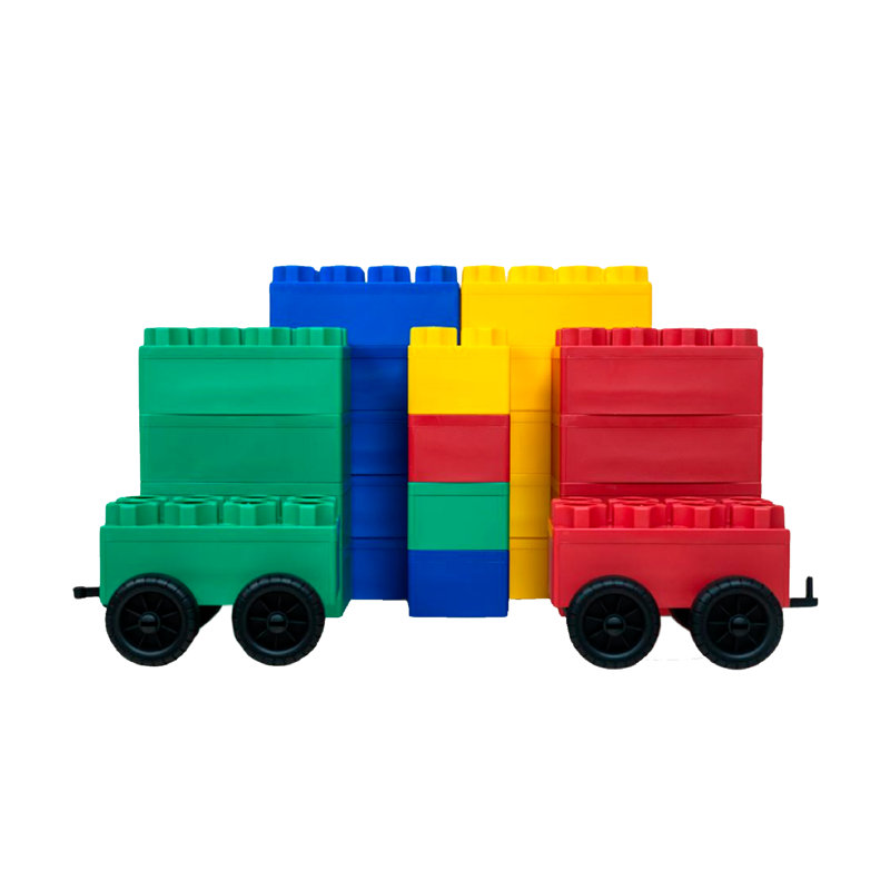 BiggoBlocks Jumbo Blocks, 24 PC Set with Wheels, for Kids Ages 4-8 ...