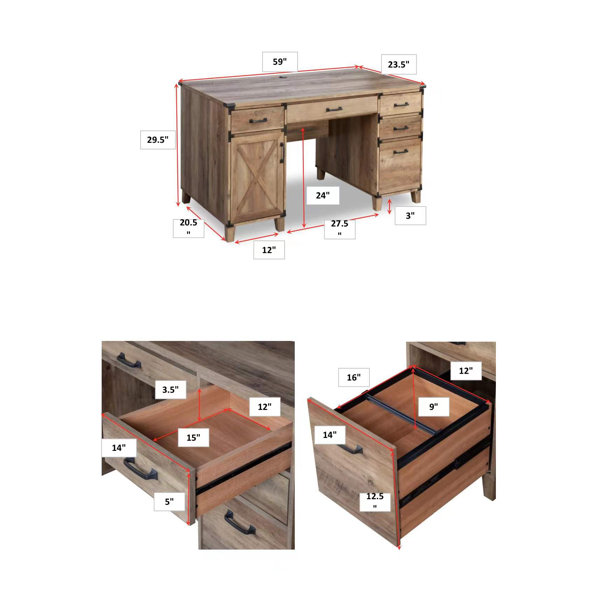 Trent Austin Design® Nguyen 2 Piece Rectangle Computer Desk Office Set ...
