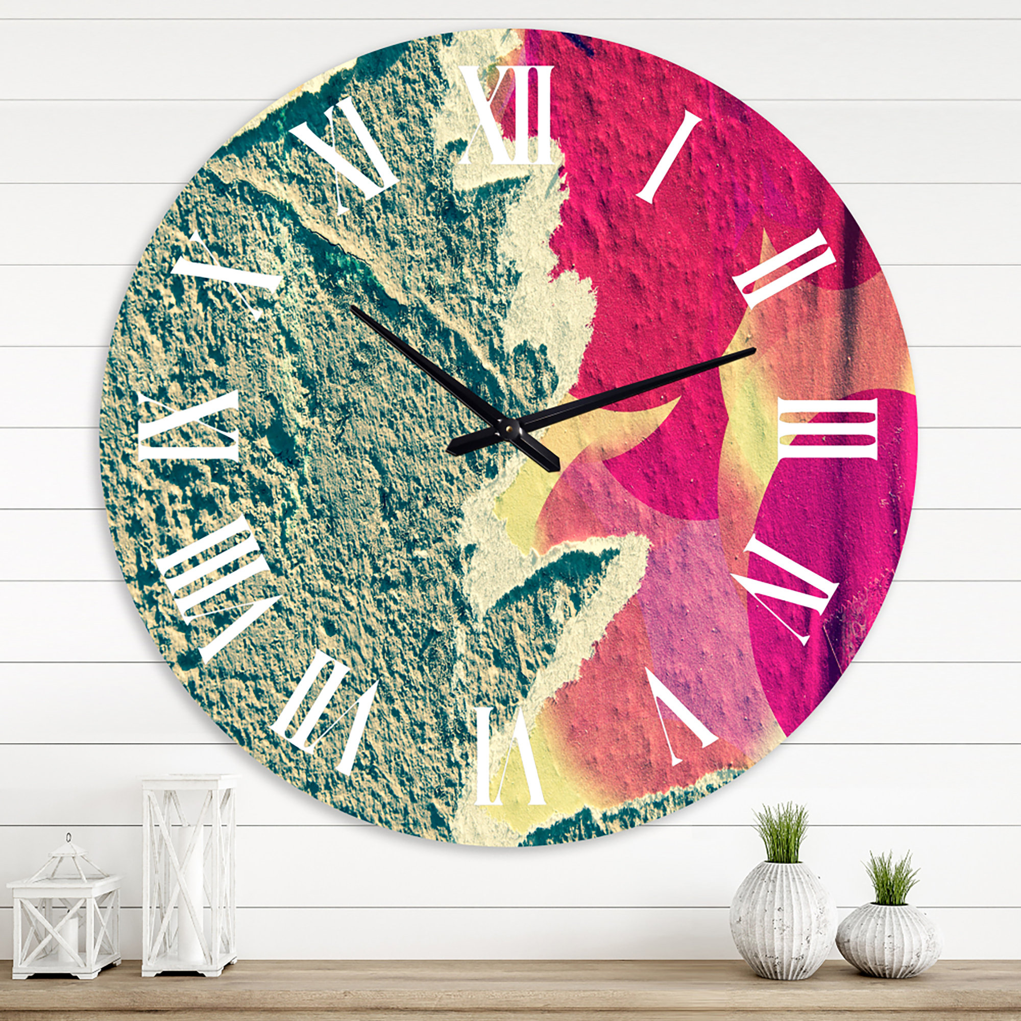 East Urban Home Grunge Ripped Poster on Concrete - Modern wall clock ...
