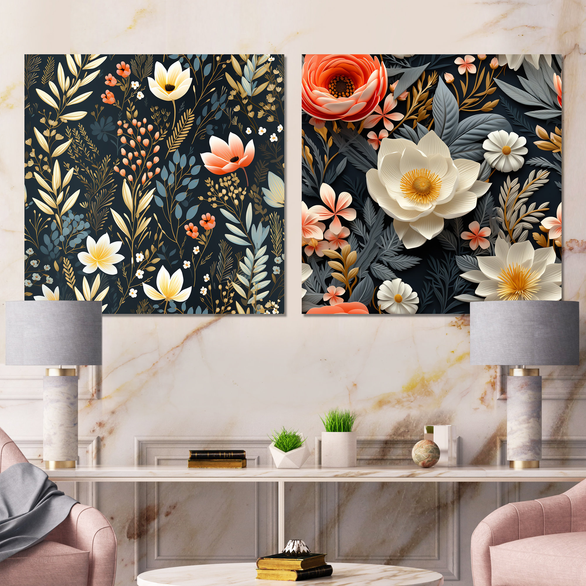 Design Art Nature's Exquisite Floral Collage - Floral Wall Art Living ...