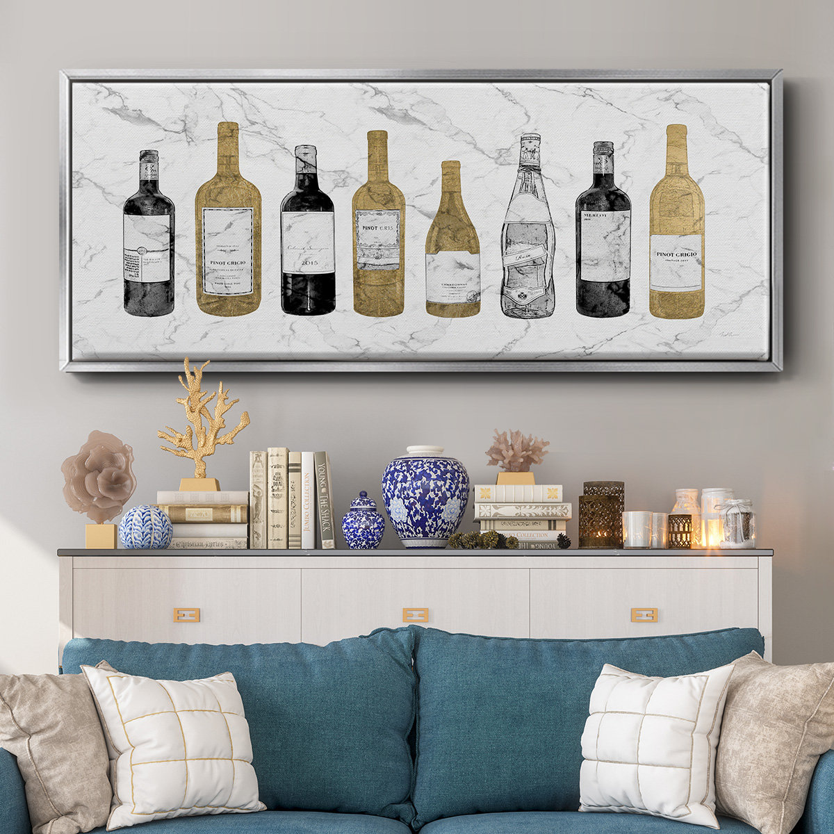 Wexford Home Glam Wine Bar- Framed Canvas | Wayfair
