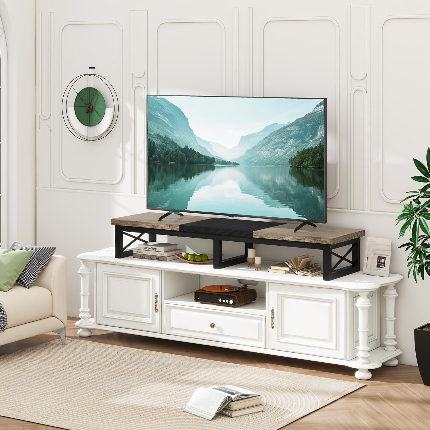17 Stories Large TV Riser,Tabletop Short TV Stand With Storage And ...