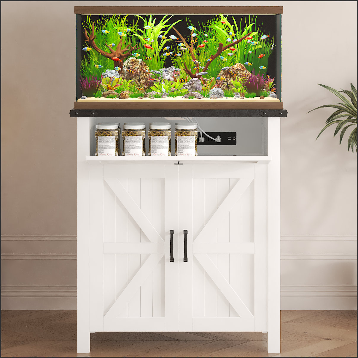 Tucker Murphy Pet™ 20 Gallon Fish Tank Stand With Cabinet For Fish Tank ...