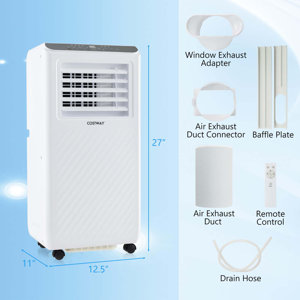Costway 6500 Btu(10000 Btu Ashrae) Portable Air Conditioner 3 -in-1 Air ...