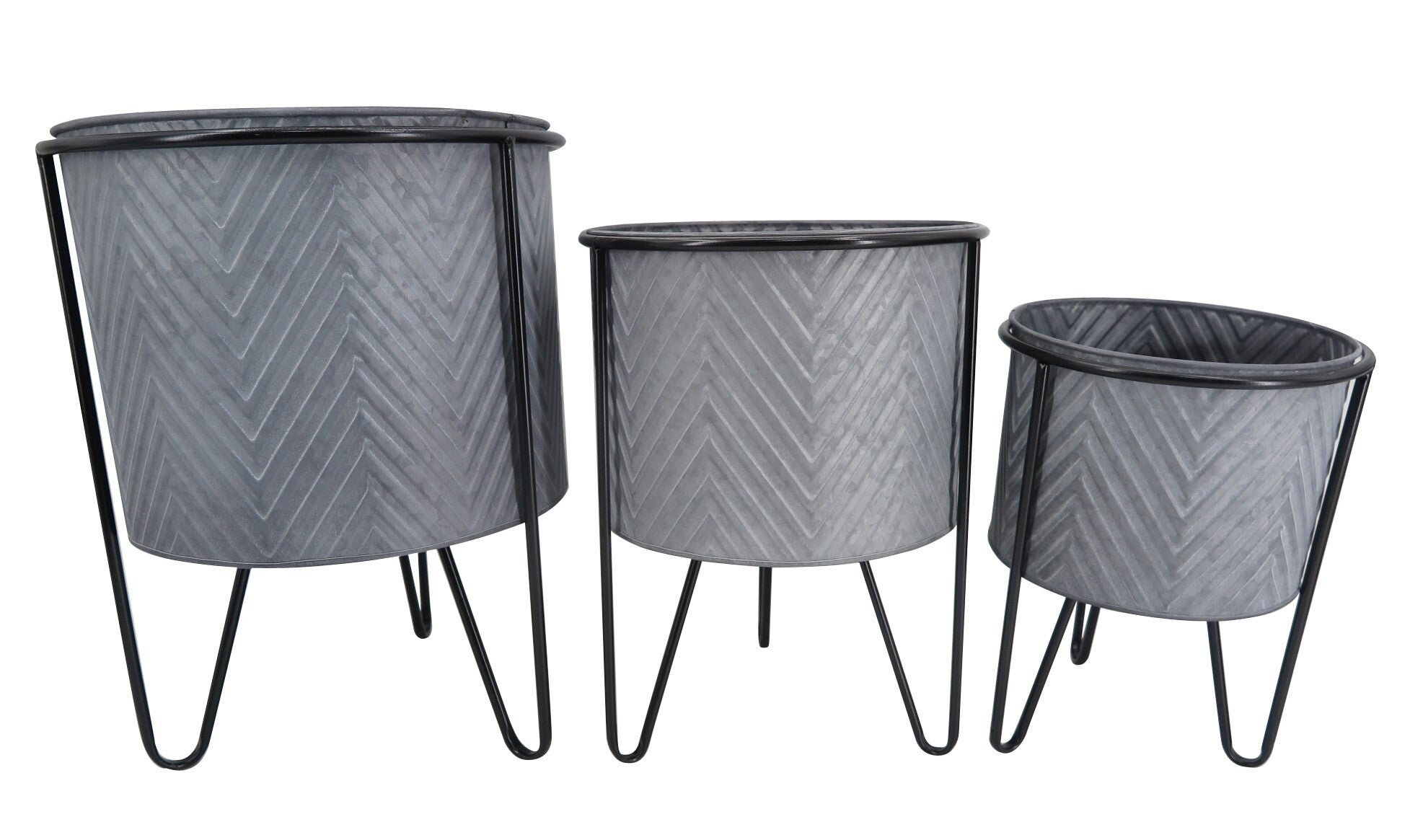 Gracie Oaks Katie-Jane 3-Piece Metal Cachepot Set | Wayfair