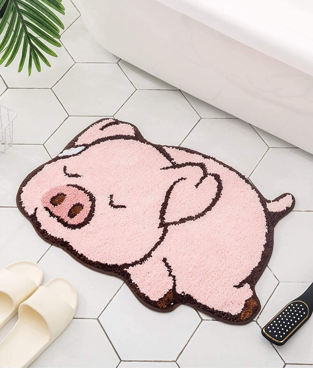 Trinx Thickened Cute Pink Pig Pattern Bath Mat, Bath Mat, Play Mat ...