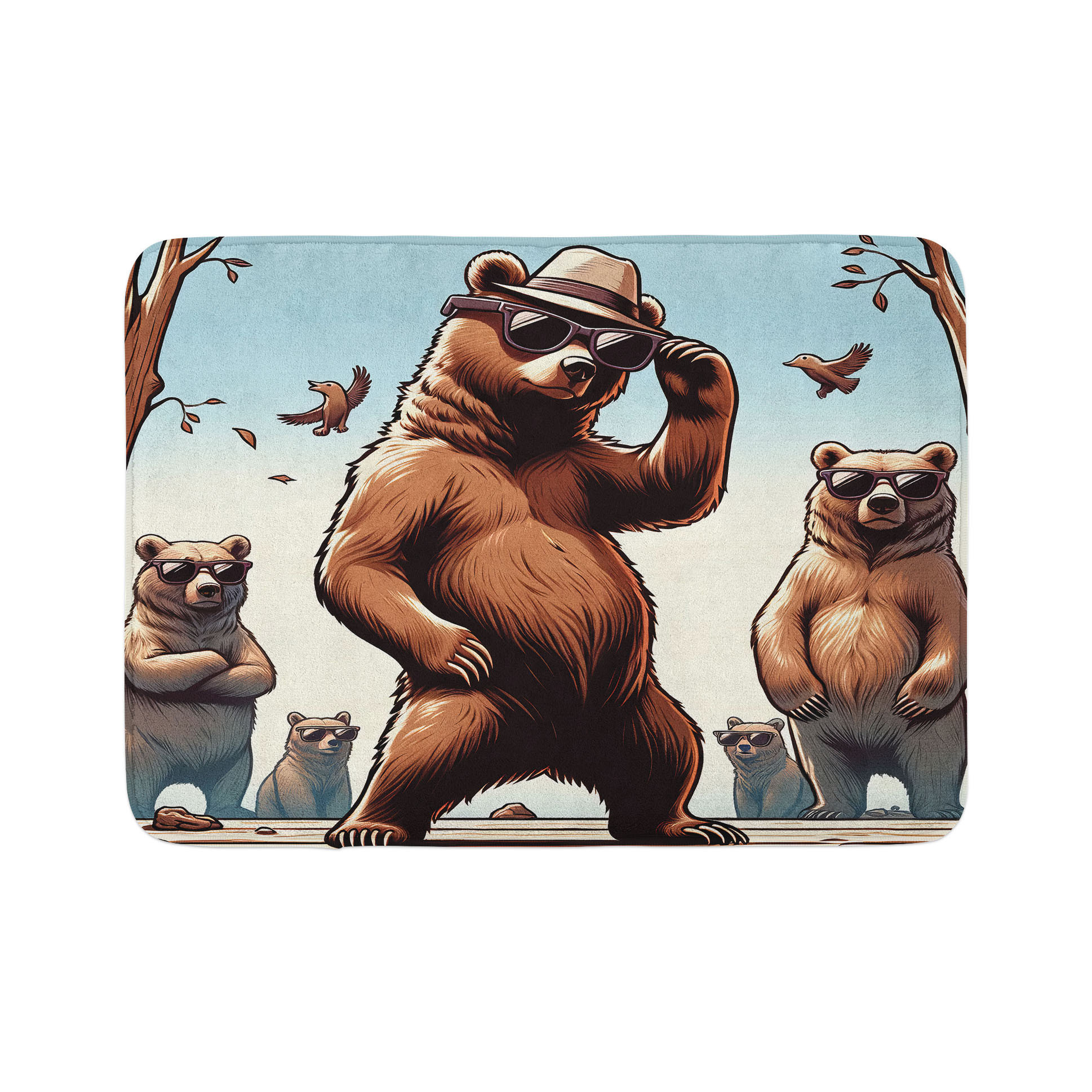 Ambesonne Bear Plush Bath Mat, Funny Cool Cartoon Animal Gang, 30.2"x20 ...