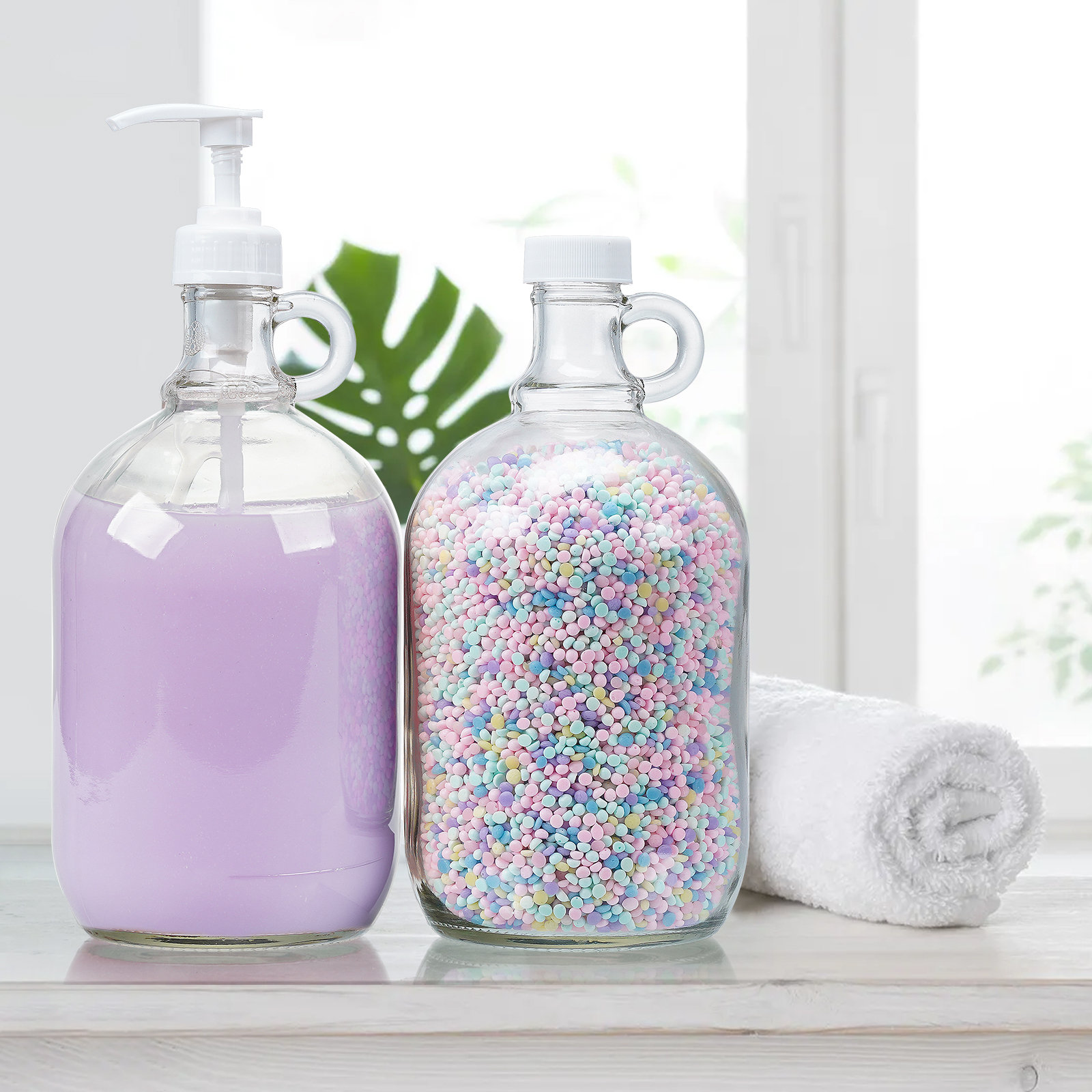 Latitude Run® Kaspars 2 Qty 64oz Glass Jars with 4 Pumps and 2 Airtight ...