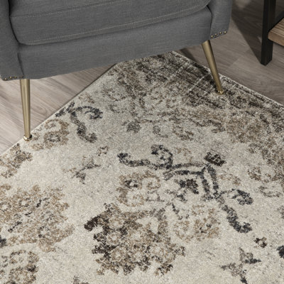 DBK Addison Wellington Vintage Damask Brown Rug | Wayfair