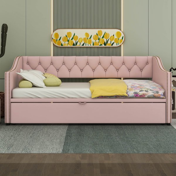 Red Barrel Studio® Labadi Twin Size Upholstered daybed with Pop Up ...