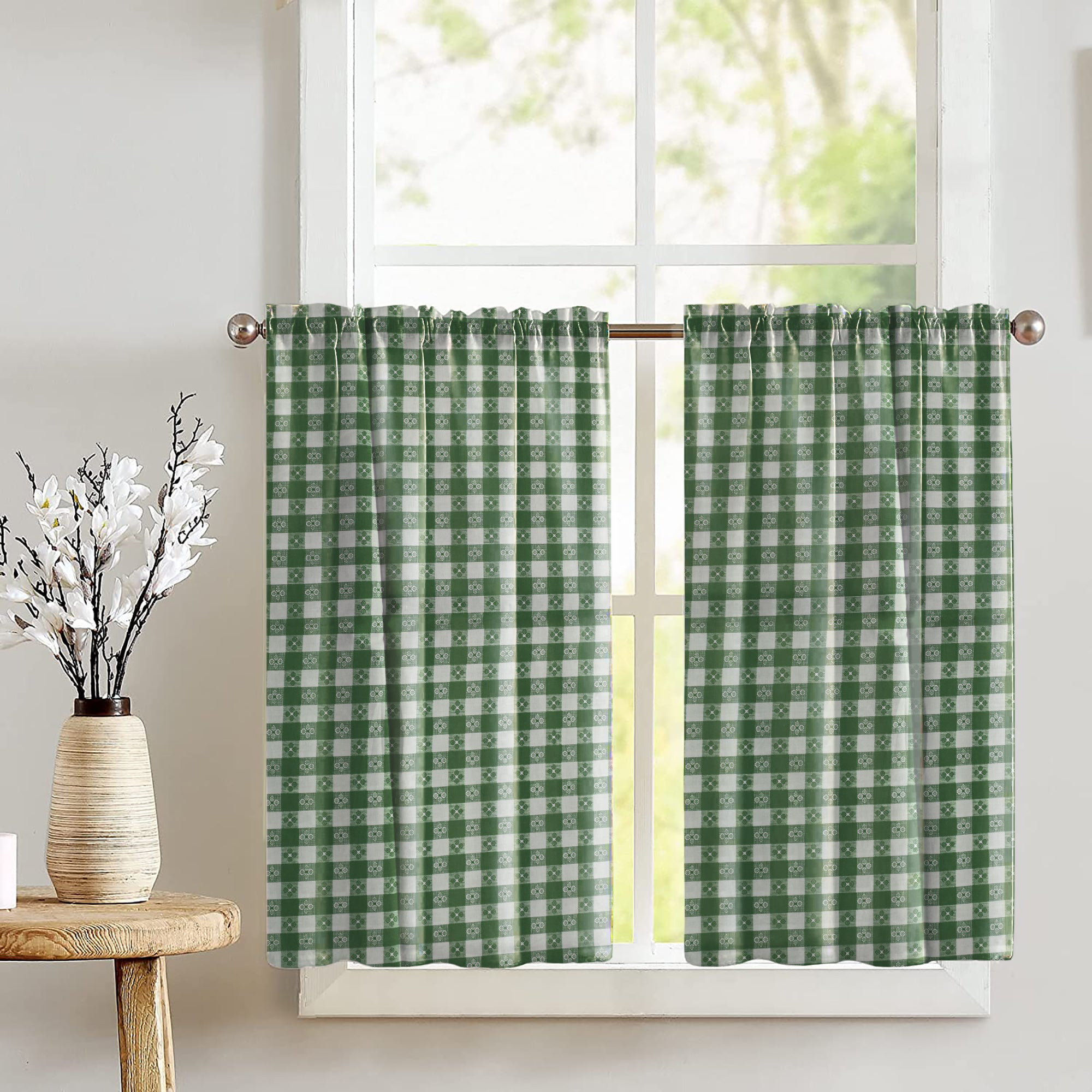 lovemyfabric Tavern Checkered Print Cafe Tier Curtains | Wayfair