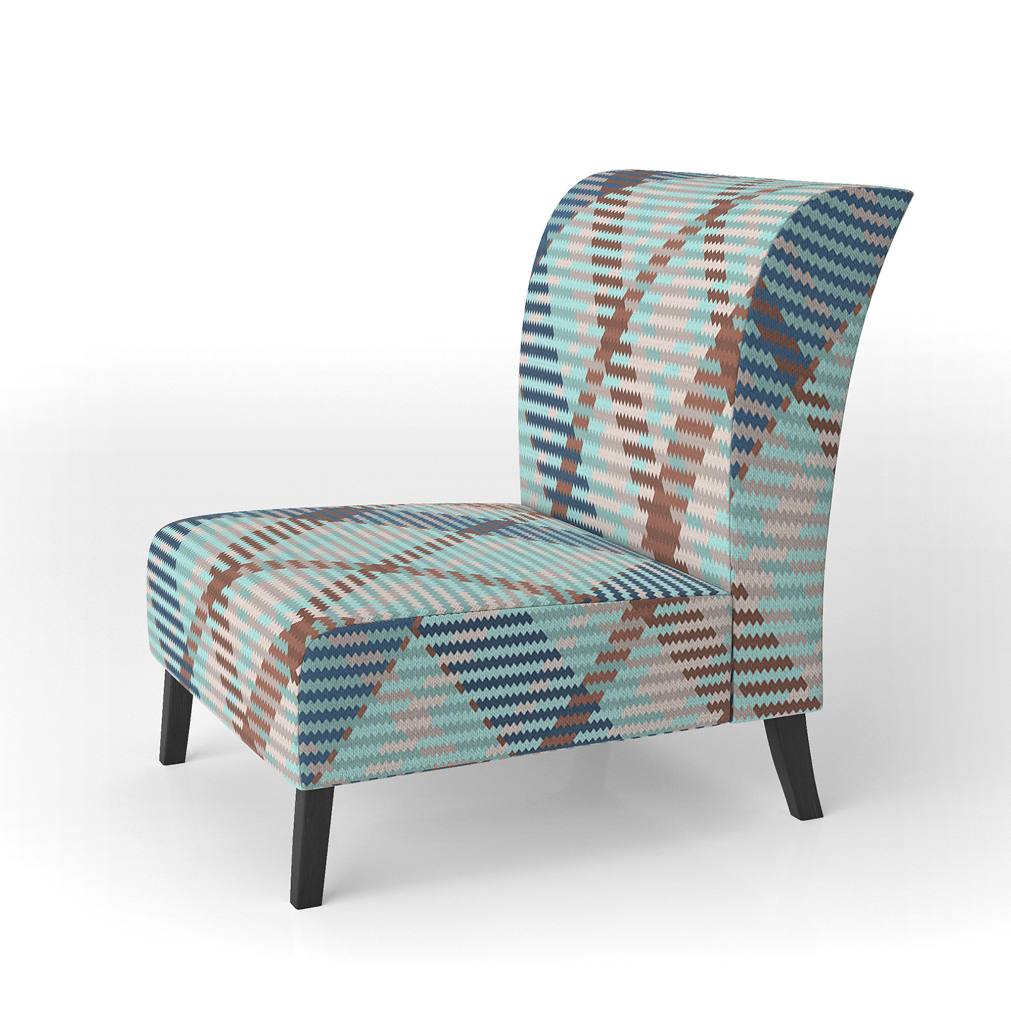 Orren Ellis Turquoise Checked Tartan - Upholstered Patterned Accent ...