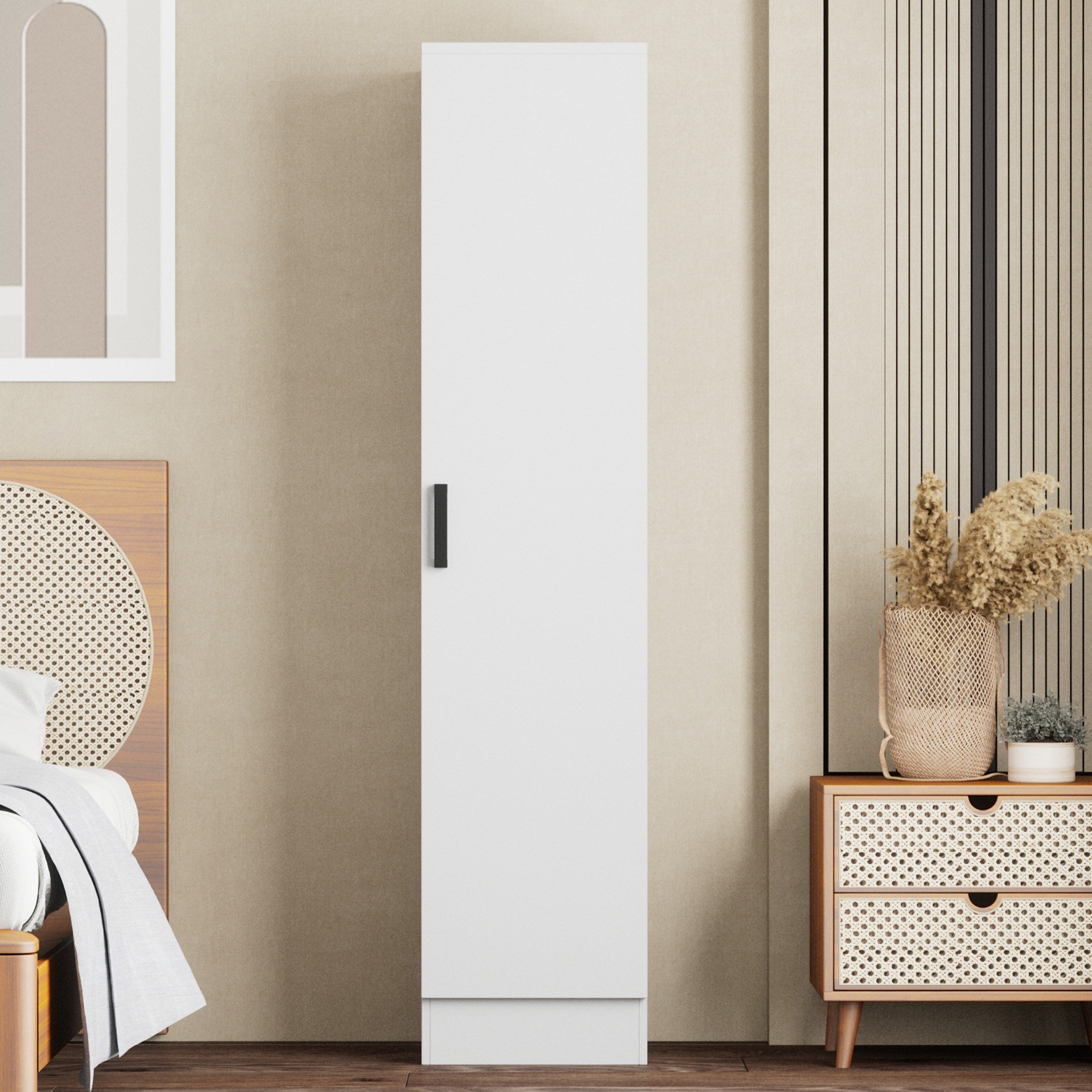 Latitude Run® Wardrobe, Tall Armoire Space Saver with Shelves and ...