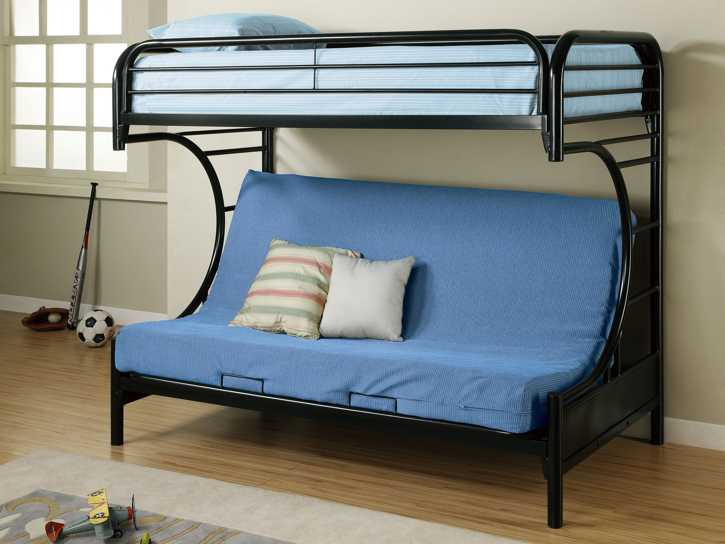Isabelle & Max™ Montgomery Metal Twin Over Futon Bunk Bed Black | Wayfair