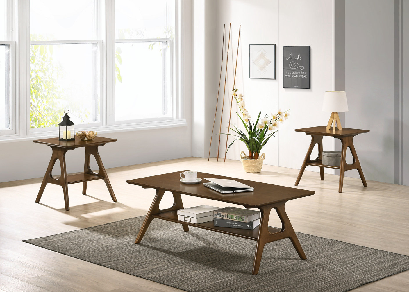 Corrigan Studio® Arona Mid-Century Modern Wood 3 Piece Coffee Table Set ...