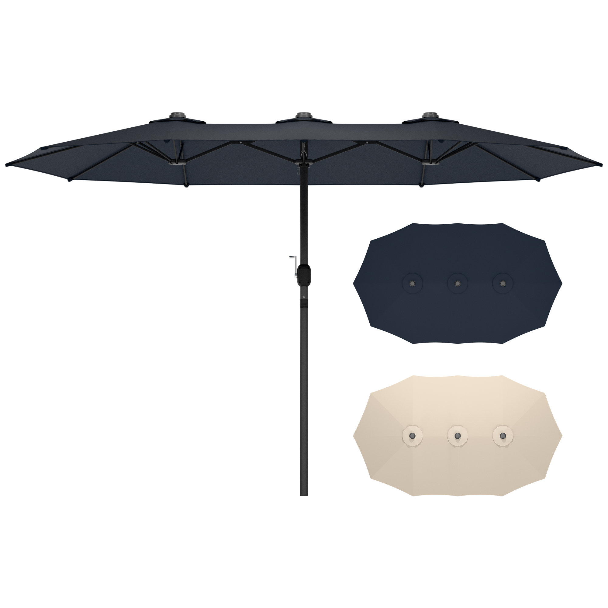 Arlmont & Co. Outdoor 15ft Large Patio Umbrellas, Double-sided Rectangle Market Umbrella With ...
