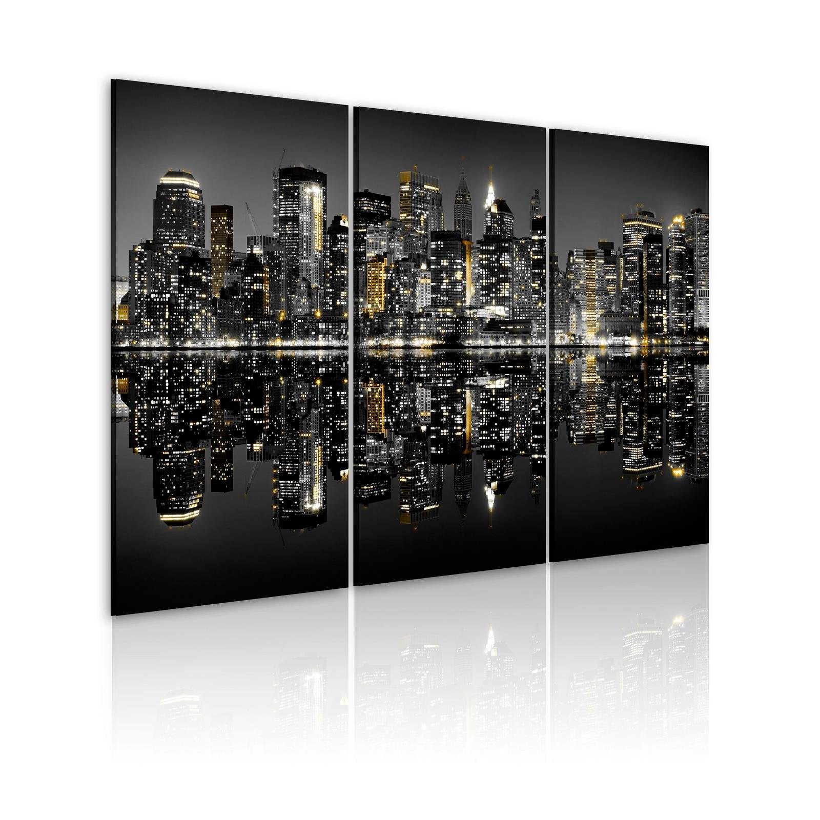 Ebern Designs Huckell Glittering New York On Canvas 3 Pieces Print ...
