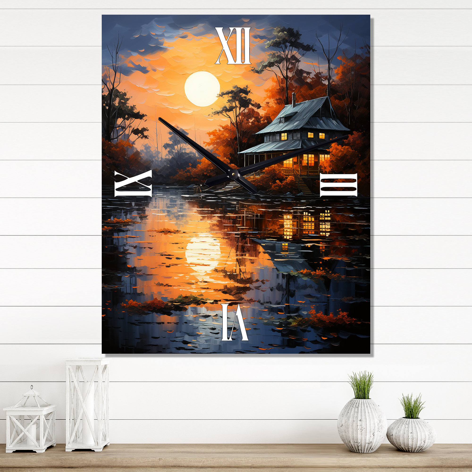Design Art Yellow Lakehouse Reflections Of Serenity IV - Cottage Wall ...