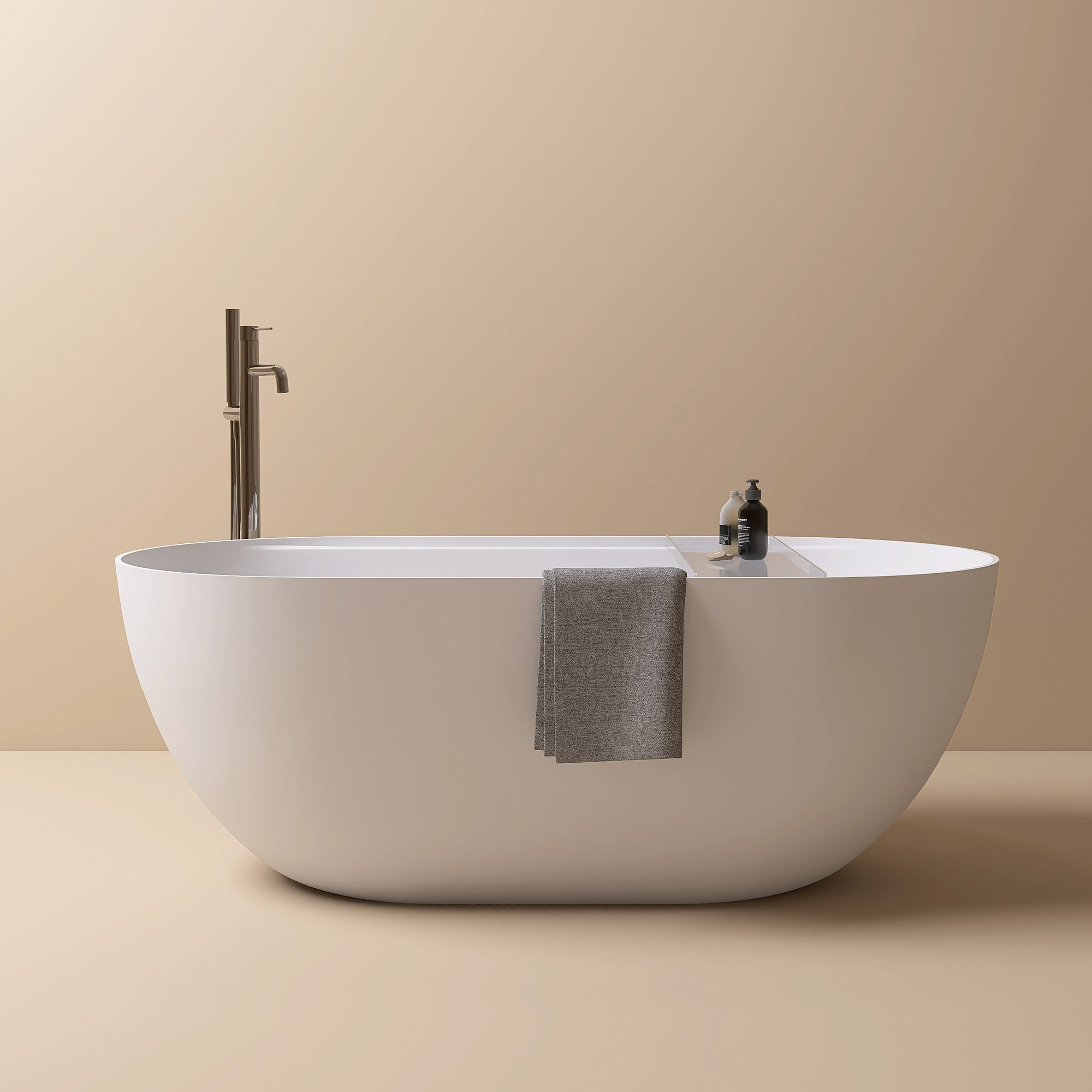 Lasaideal 59" X 30" Freestanding Tub Solid Surface Soaking Bathtub With ...