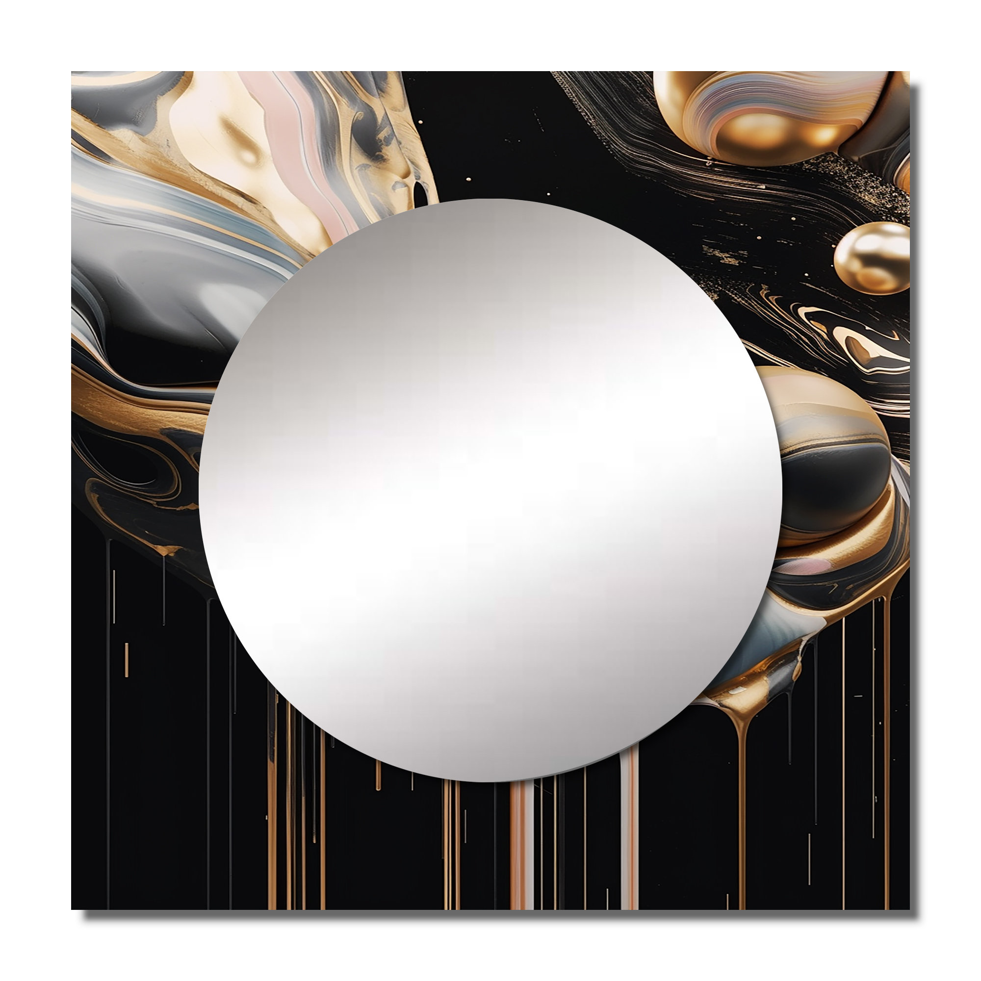 Wrought Studio™ Ivah - Abstract Marble Large Square Mirror For Wall Art ...