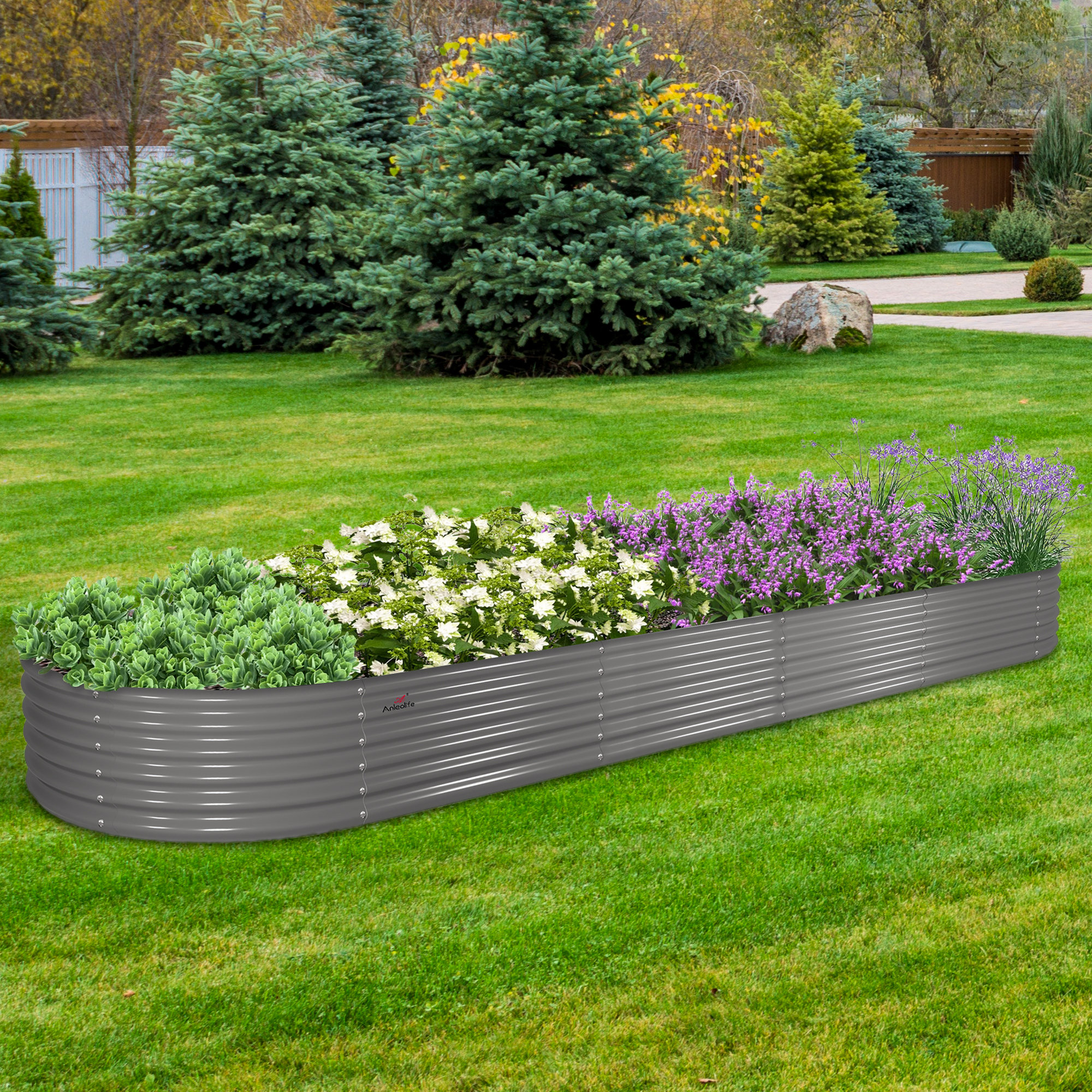 Trent Austin Design 12x3x1.5 Ft Oval Extra Large Galvanized Raised ...