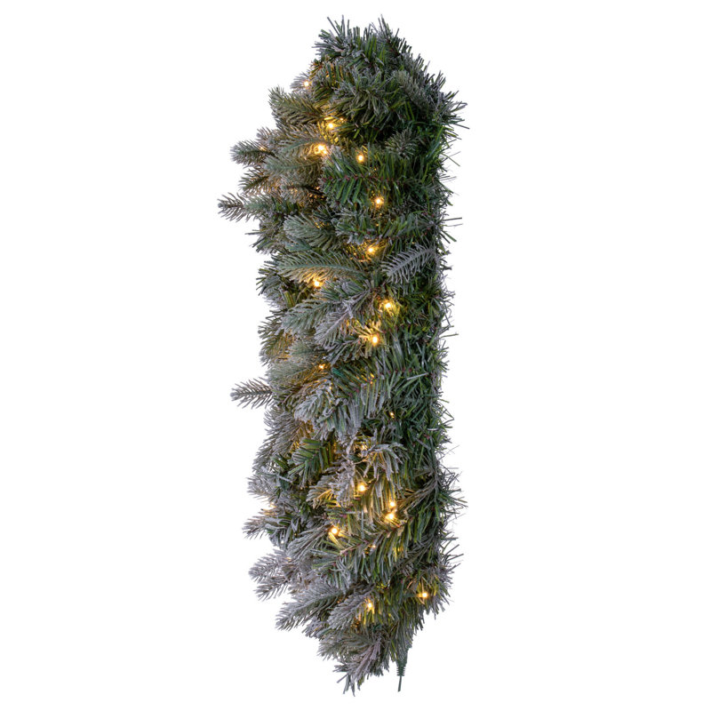Primrue 48" Frosted Douglas Fir Pre-Lit Lighted PVC Wreath | Wayfair