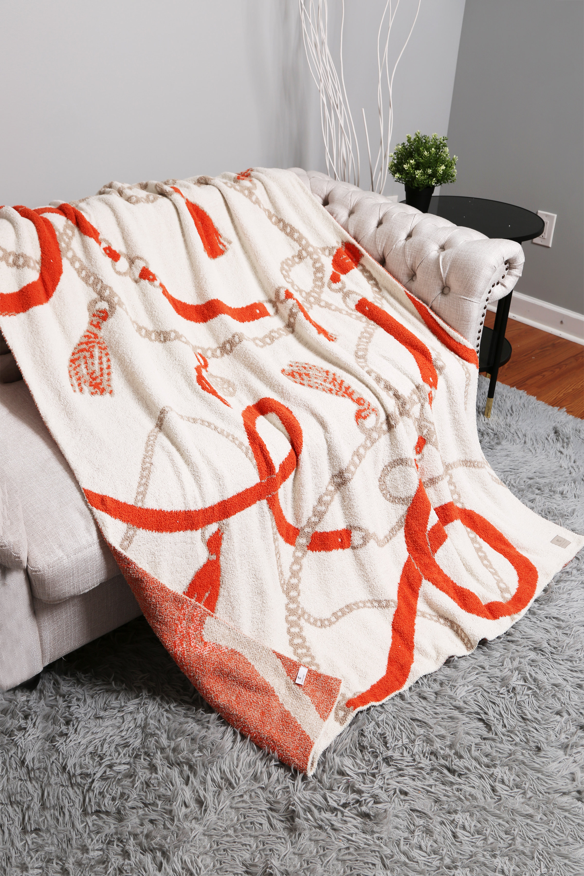 COMFYLUXE Chain Pattern Luxury Soft Throw Blanket - IVORY | Wayfair