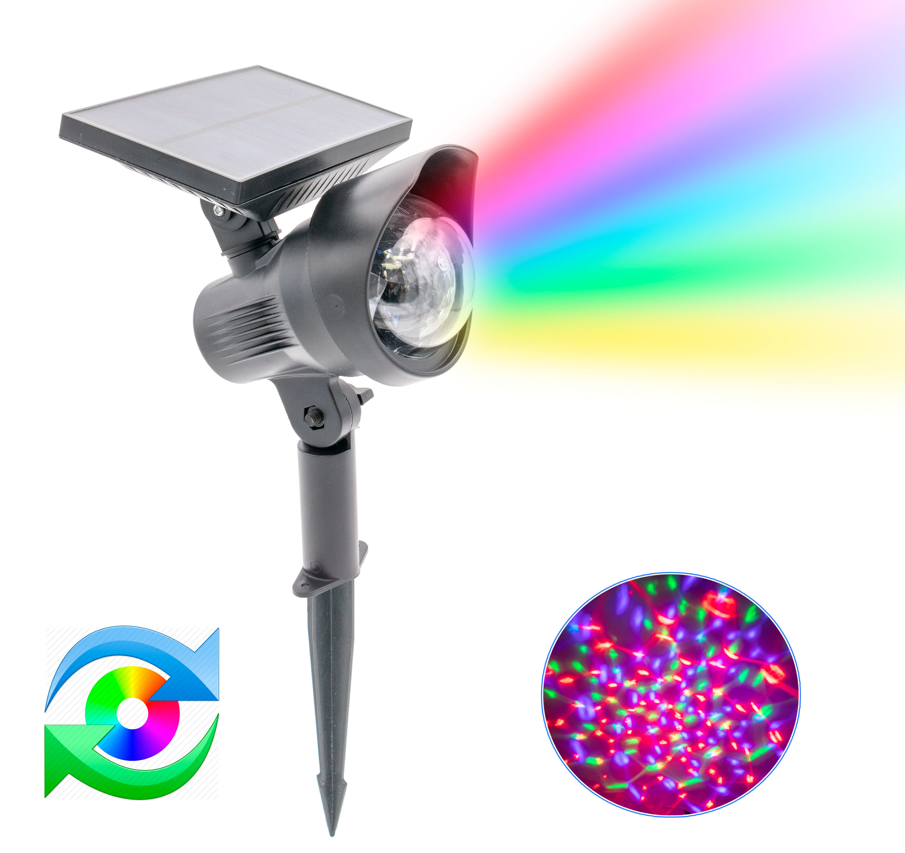 5 Star Super Deals Solar Powered Rotating RGB Color LED Spotlight ...