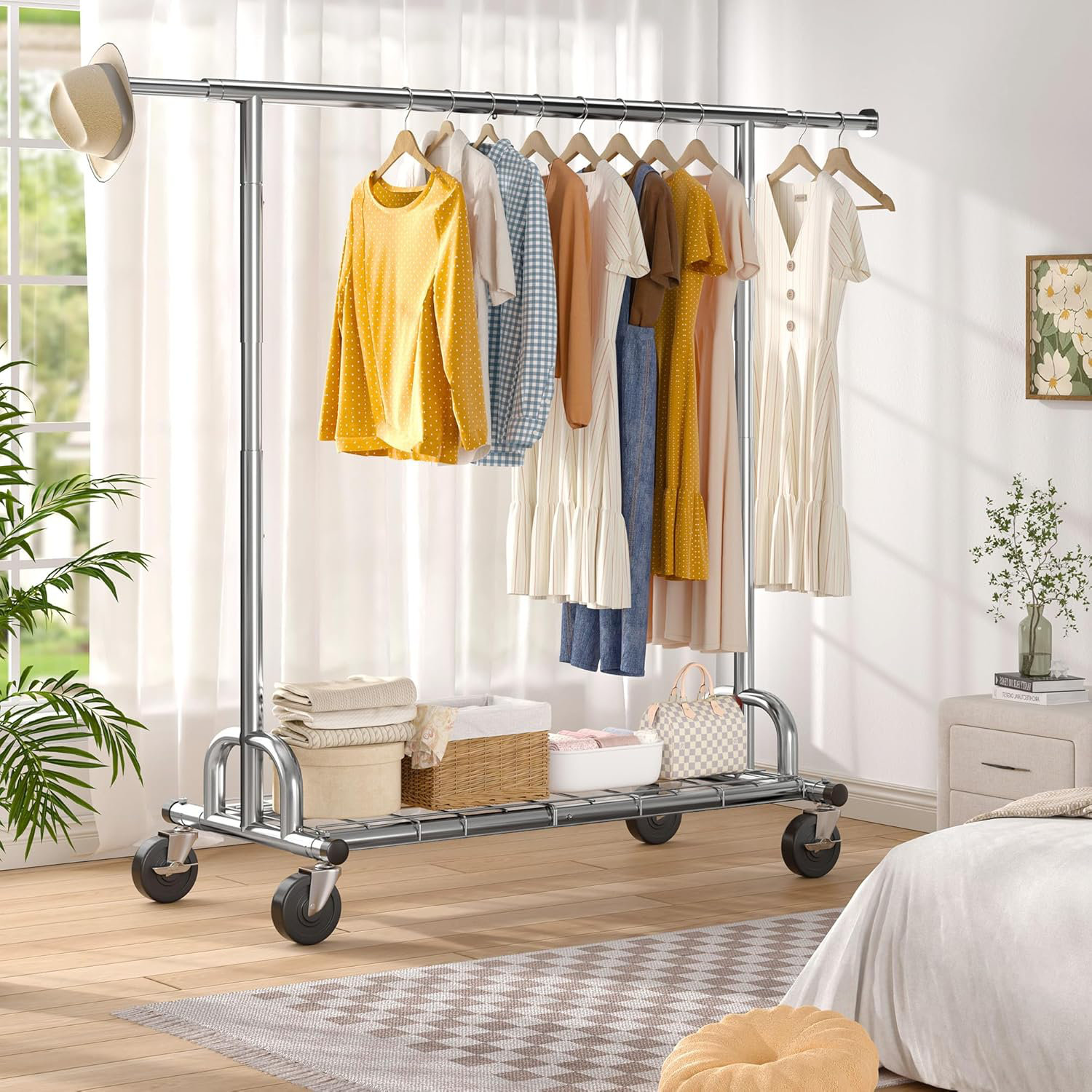 Rebrilliant Heavy Duty Clothing Rack with Wheels | Wayfair