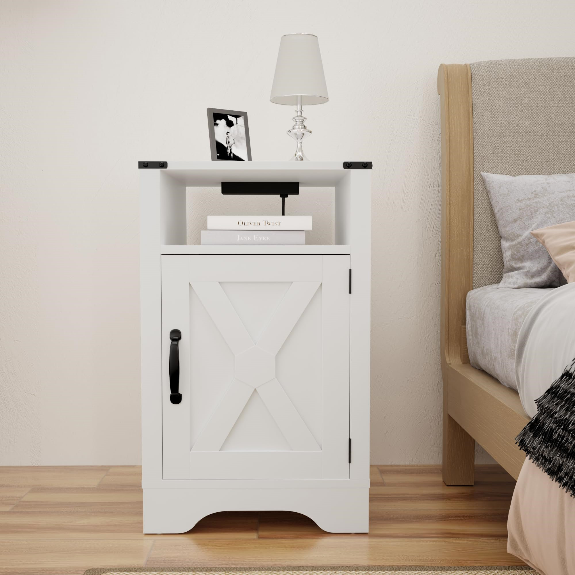August Grove Tall Bedside Table With Charging Station | Wayfair.ie