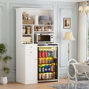 Latitude Run® Mini Fridge Cabinet With Storage,coffee Bar Cabinet With ...