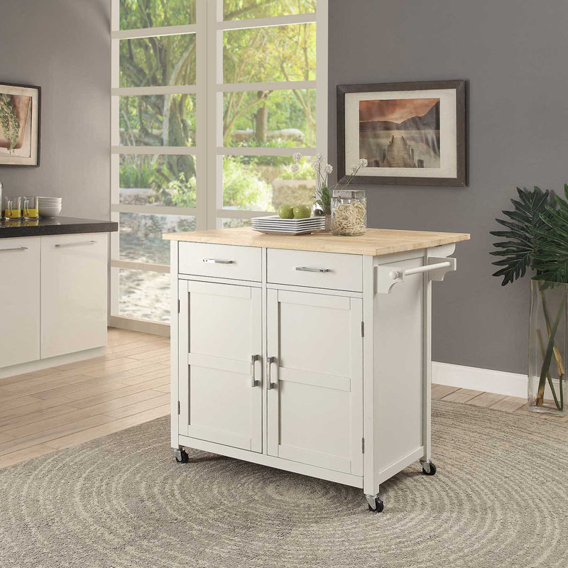 Winston Porter Ozkardes Solid Wood Top Kitchen Cart | Wayfair