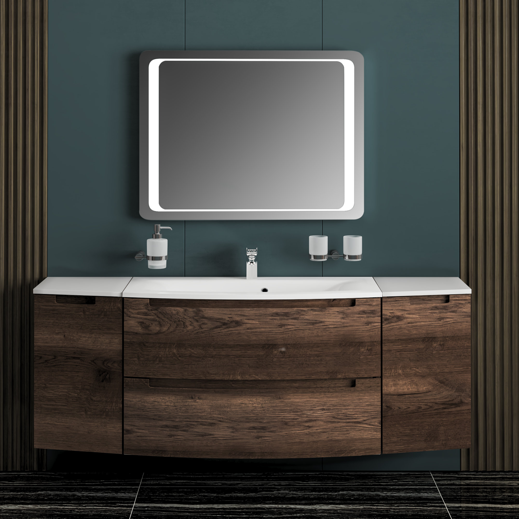 Hokku Designs Meuble-lavabo mural simple 26,3 po avec plateau en ...
