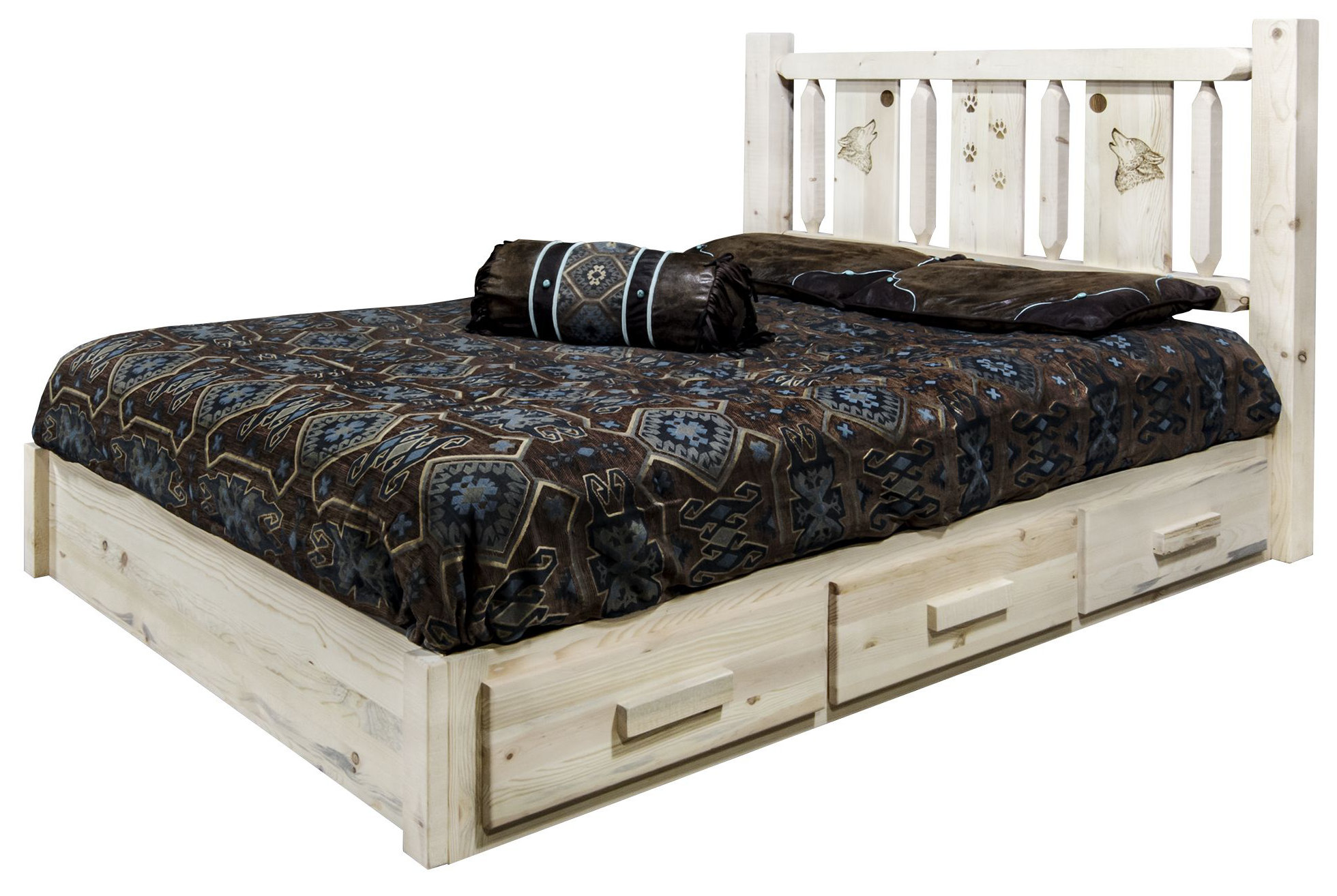 Loon Peak Homestead Collection Lodge Pole Pine Platform Storage Bed ...