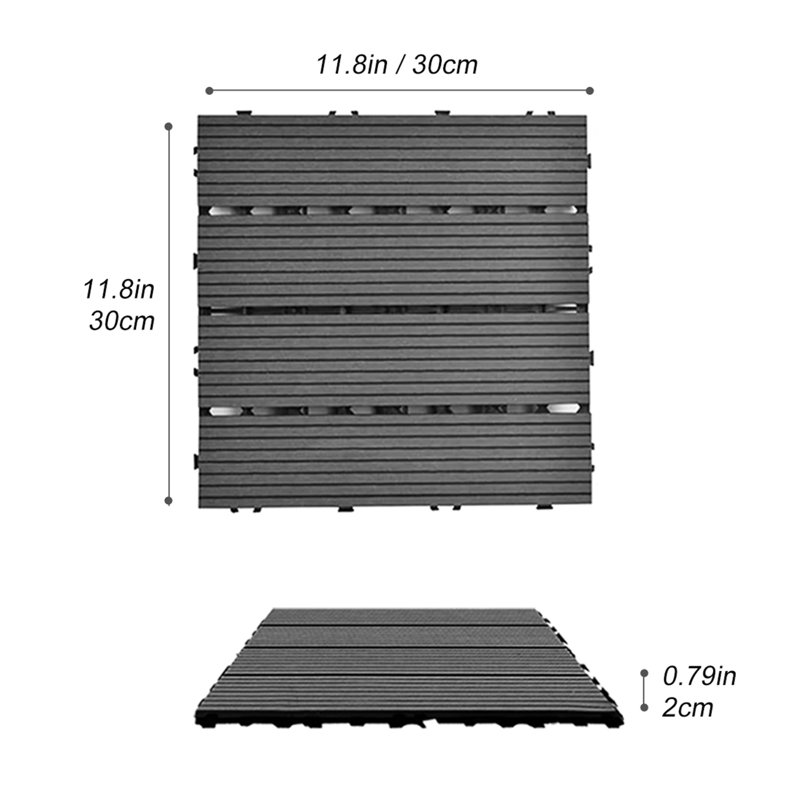Malsion Homes 12" X 12" Wood Plastic Composite Interlocking Deck Tile ...