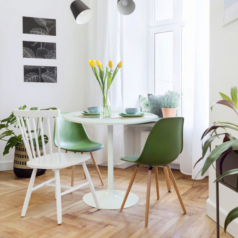 FurnitureR 31.5" Round Modern Kitchen Table with Pedestal Base For ...