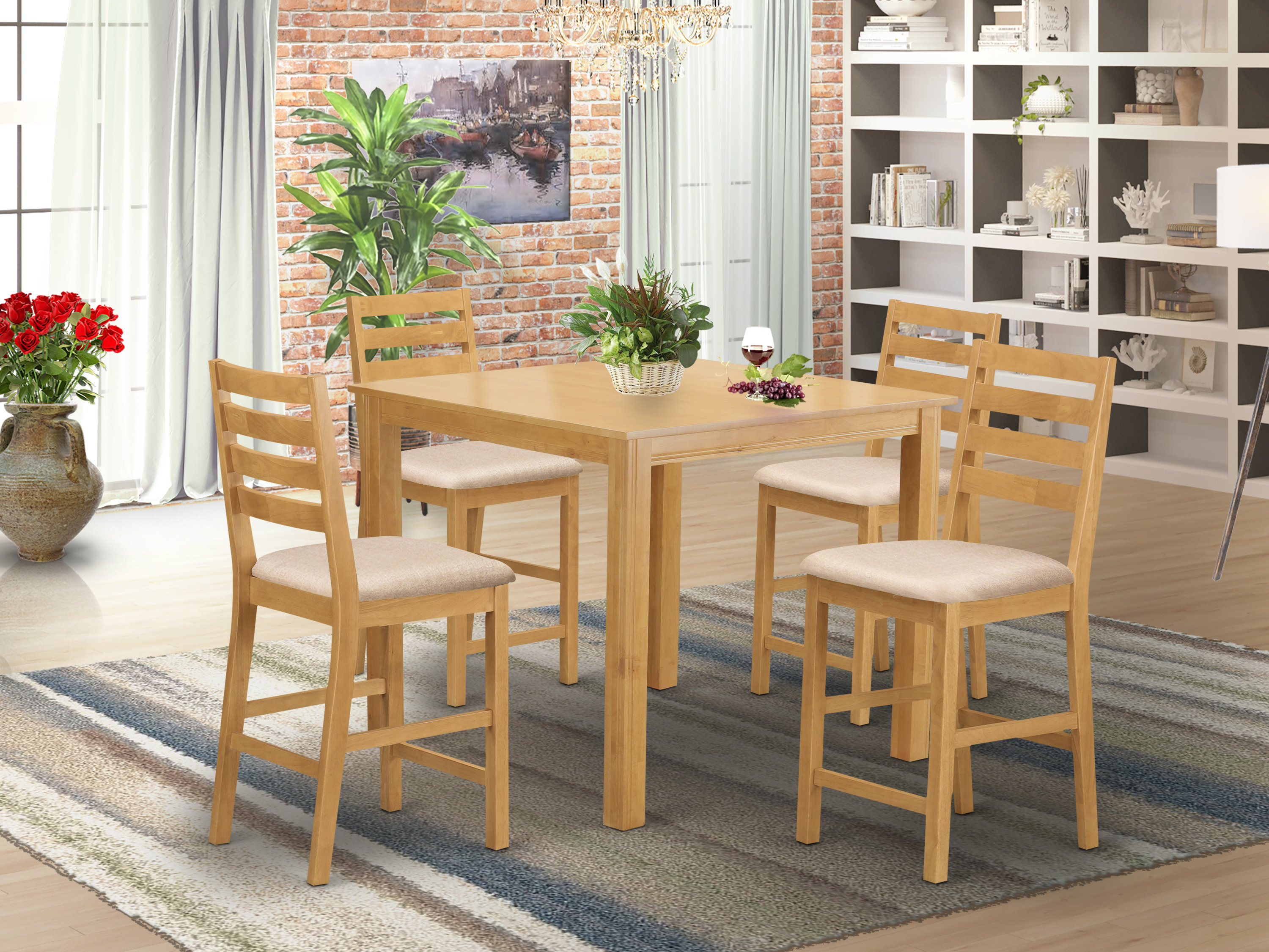 Charlton Home Songer Solid Wood Dining Set & Reviews - Wayfair Canada