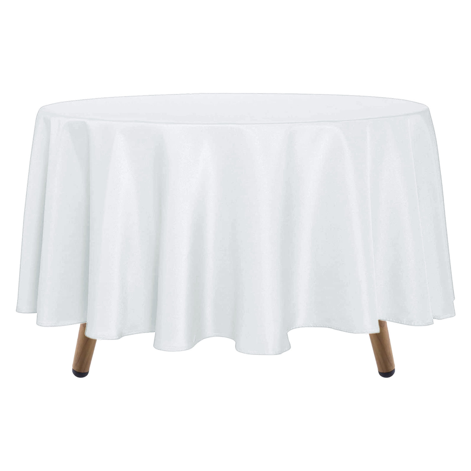 Ebern Designs 90" One Piece Round White Polyester Tablecloth | Wayfair