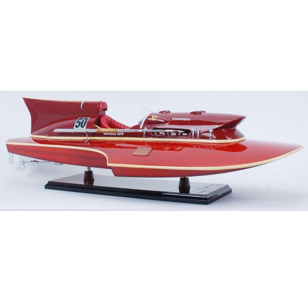 Old Modern Handicrafts Ferrari Hydroplane Painted Small Speedboat Model ...