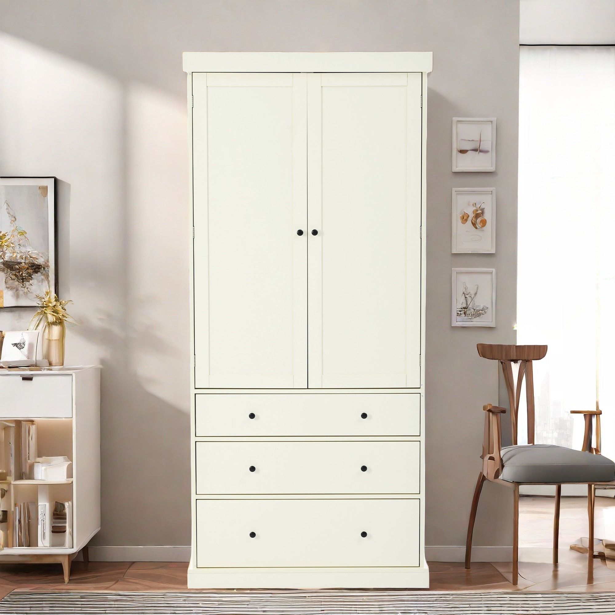 Lark Manor™ Farmhouse Kitchen Pantry With 3 Adjustable Shelves, 8 Door ...