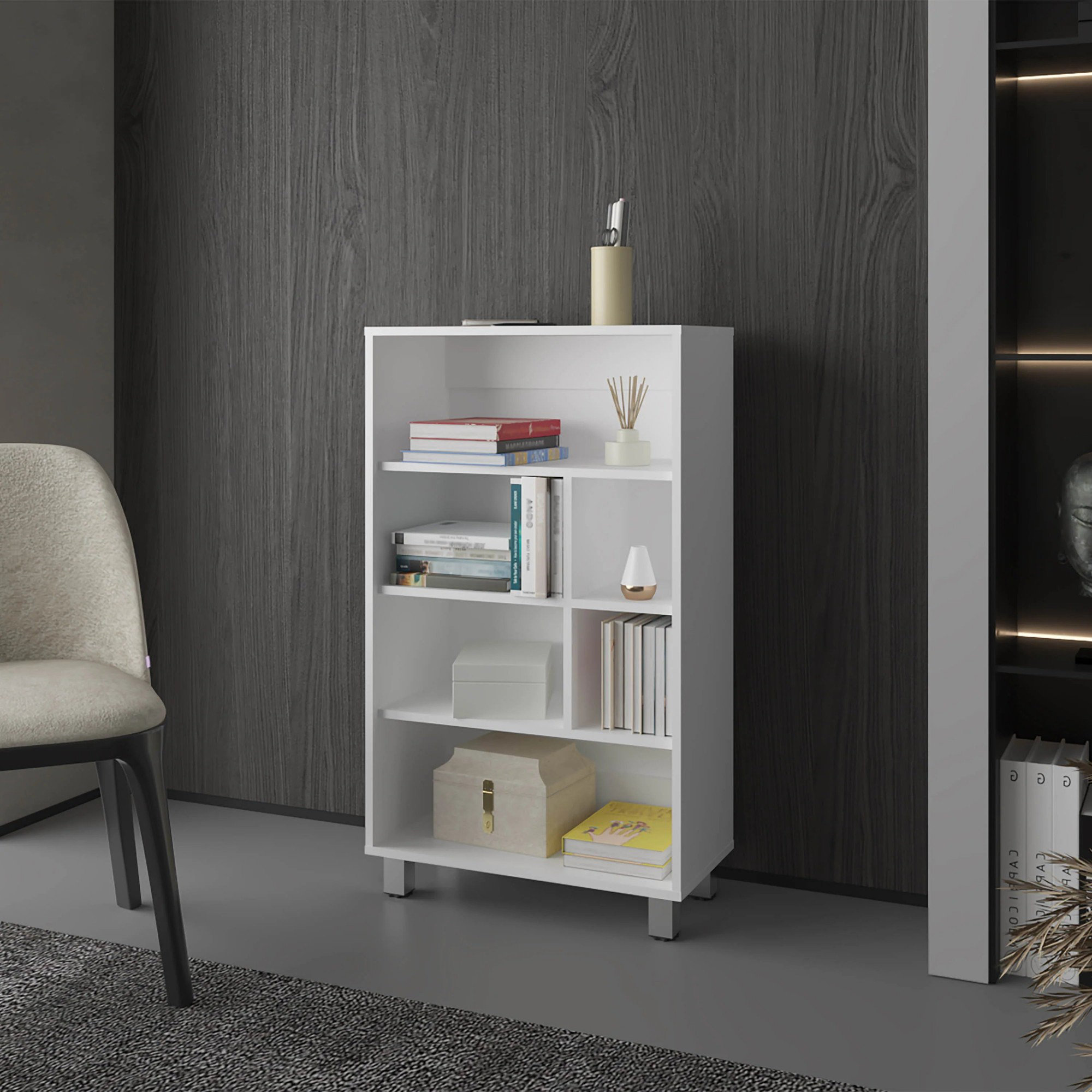 Latitude Run® Modern Standard Closed Back Bookcase with 4 Shelves | Wayfair