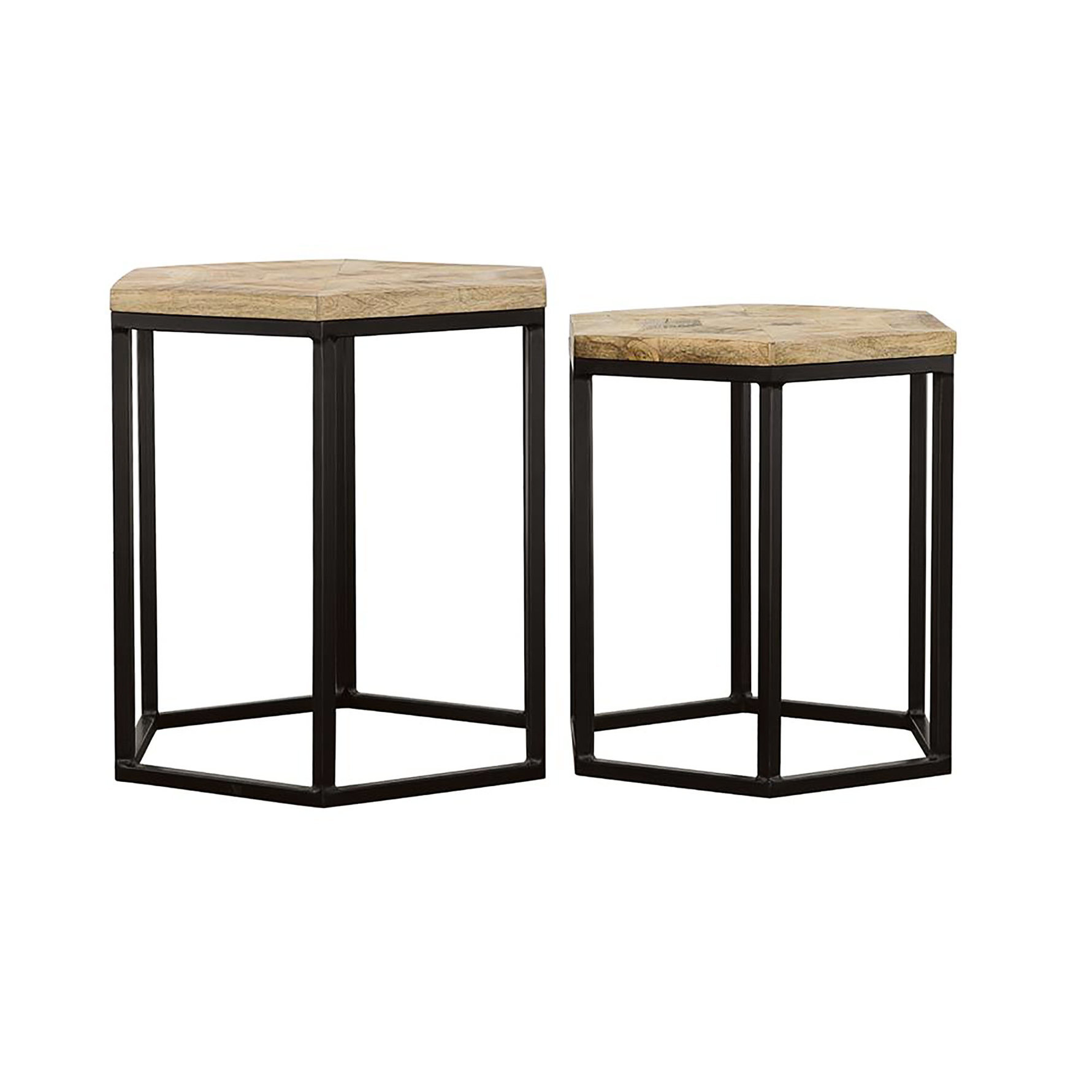 17 Stories Stylish 2 Nesting Tables With Hexagonal Wood Surfaces And ...