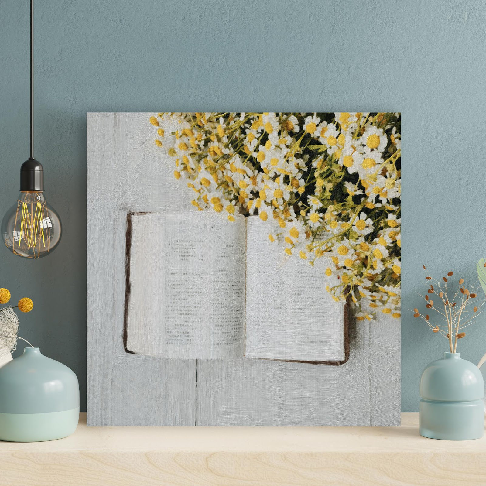 Latitude Run® Yellow Flowers On Book Page - 1 Piece Rectangle Graphic ...